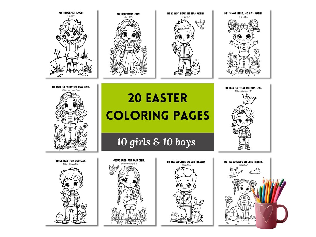 Christian Easter Coloring Pages – 20 Printable Bible Verse Pages for ...