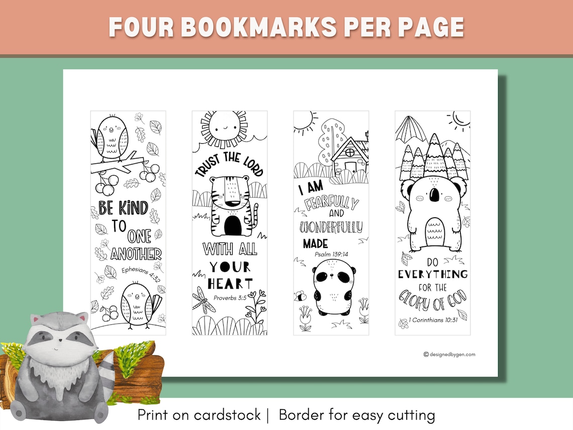 12 Coloring Bible Verse Bookmarks for Kids | Printable Woodland ...