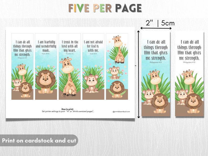 Bible Verse Bookmarks for Kids | Printable Safari Bookmarks | Religious ...
