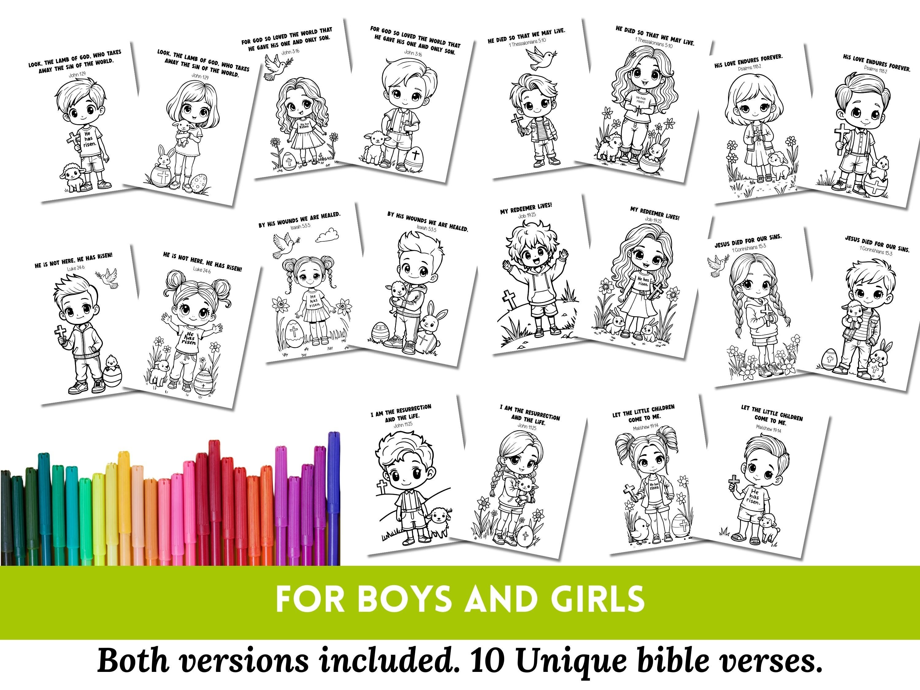 Christian Easter Coloring Pages – 20 Printable Bible Verse Pages for ...