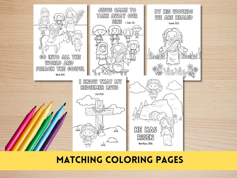 Easter Bible Verse Coloring Bookmarks & Pages | Christian Easter ...