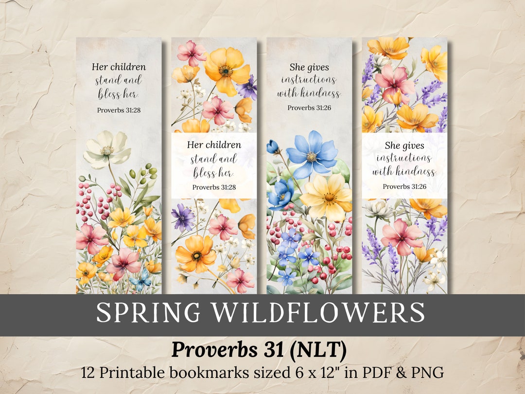 Bible Verse Bookmarks for Women | Wildflower Bookmarks | Proverbs 31 ...