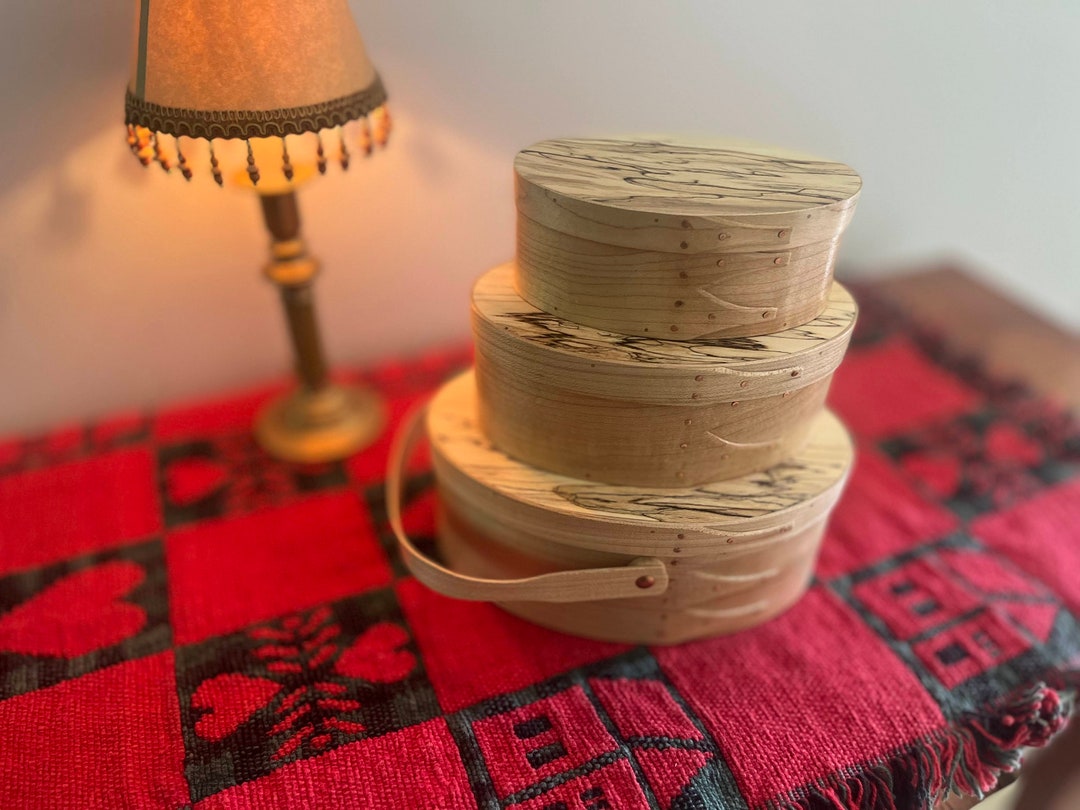 Shaker Oval Boxes Set of 3, Maple Nesting Boxes With Swing Handle - Etsy