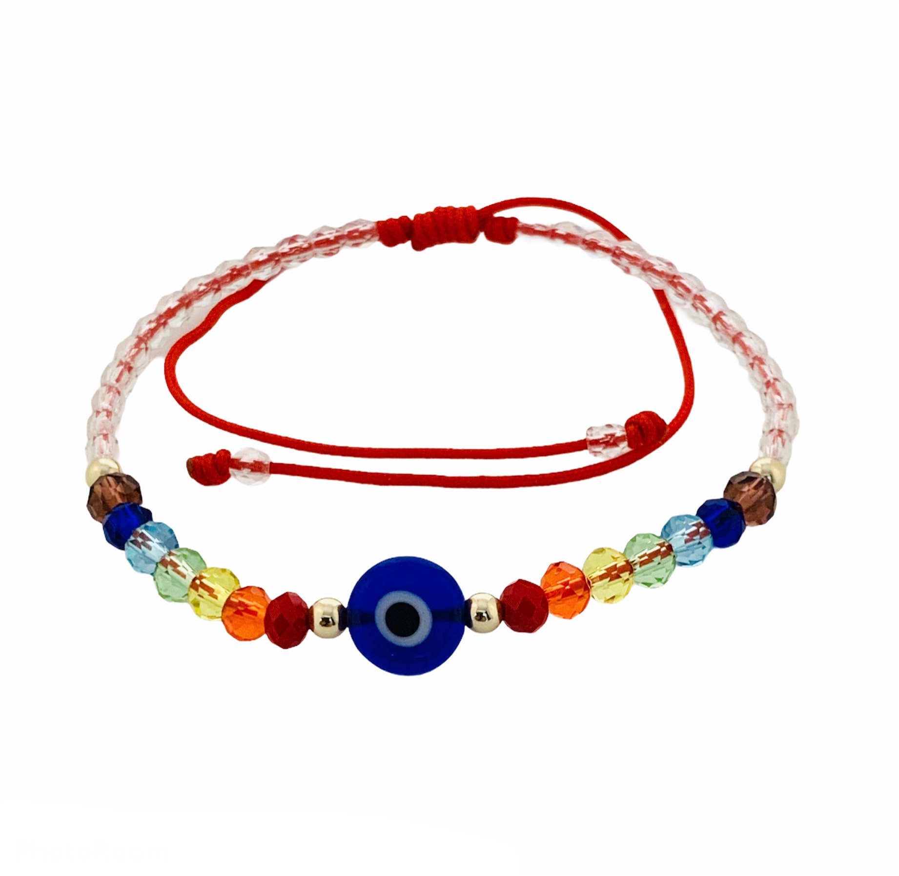 Red String Evil Eye With Chakra Crystal Bracelet,evil Eye Protection ...