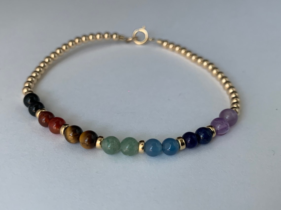 Gold Chakra Bracelet,stackable Chakra Bracelet,spiritual Meditation Zen ...