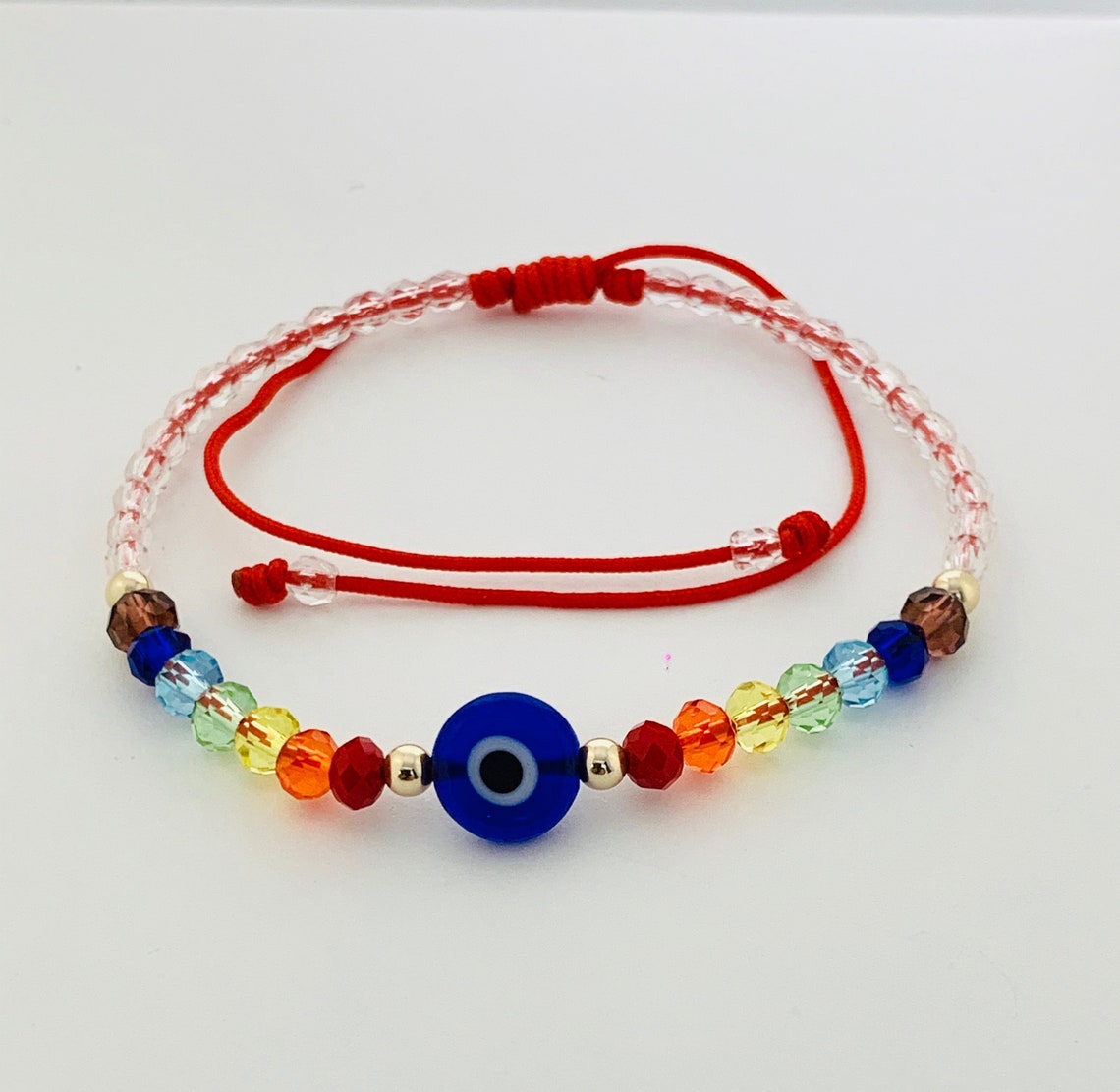 Red String Evil Eye With Chakra Crystal Bracelet,evil Eye Protection ...
