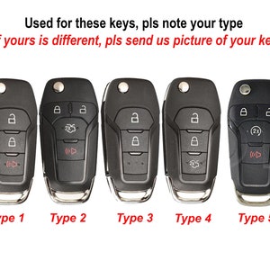 Ford Flip Key Leather Key Fob Cover 3 4 Buttons Key Case for Ford ...