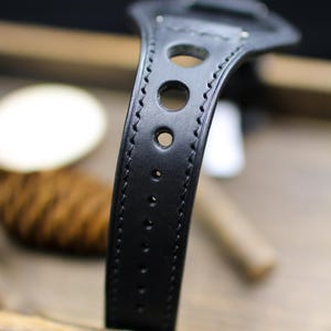 Waxy Brown Leather Rally Holes Bund Strap 20mm 22mm Bund Watch Band ...