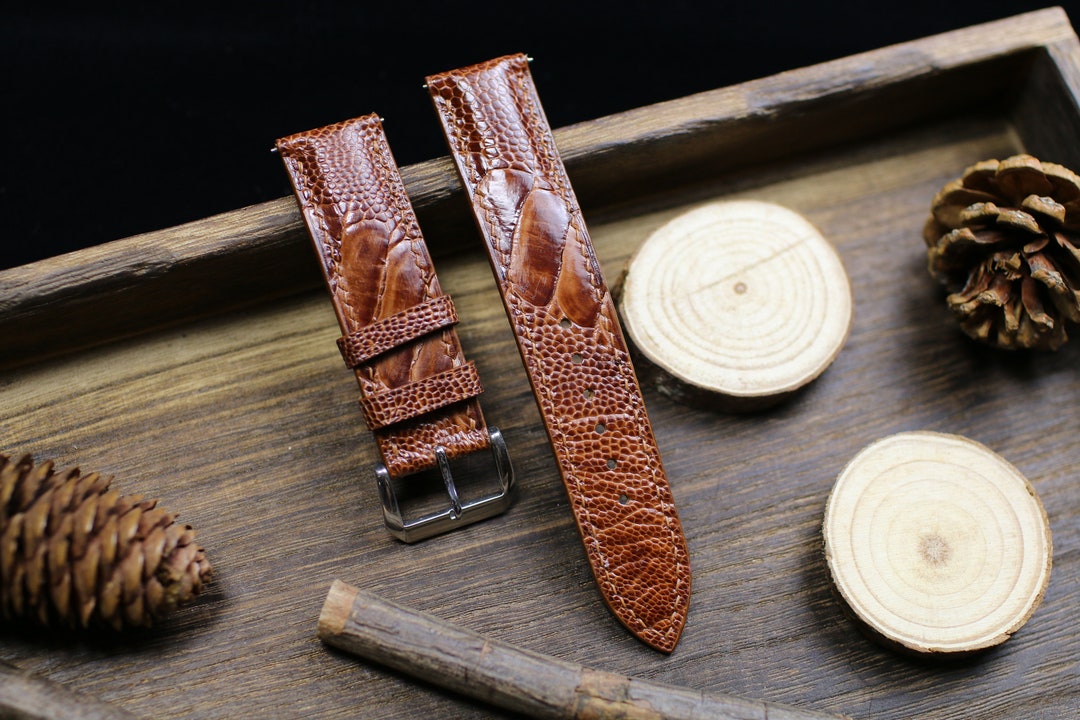 Brown British Tan Ostrich Foot Leather Watch Strap 24mm 22mm 21mm 20mm ...