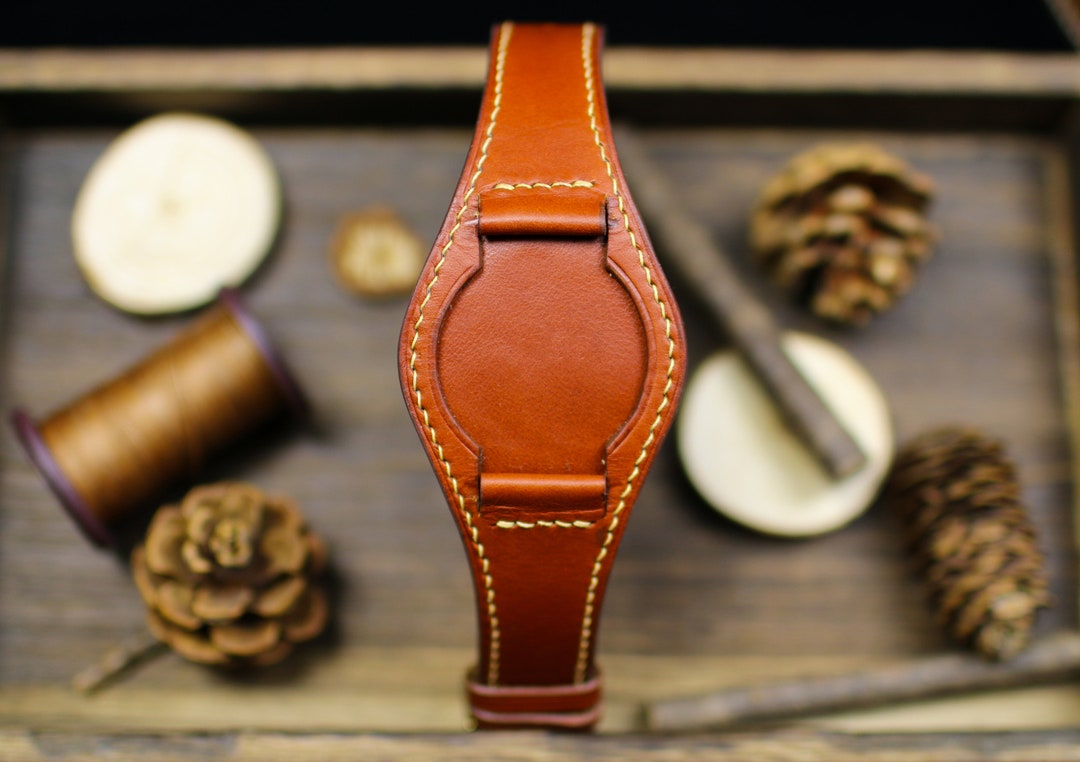 British Tan Leather Bund Strap 20mm, 22mm Bund Watch Band 16mm 24mm ...