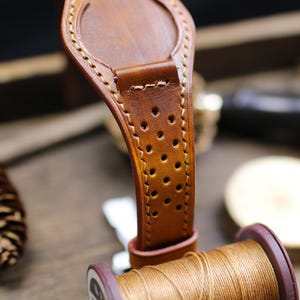 Racing Style Leather Bund Strap 20mm 22mm Bund Rally Holes Watch Band ...