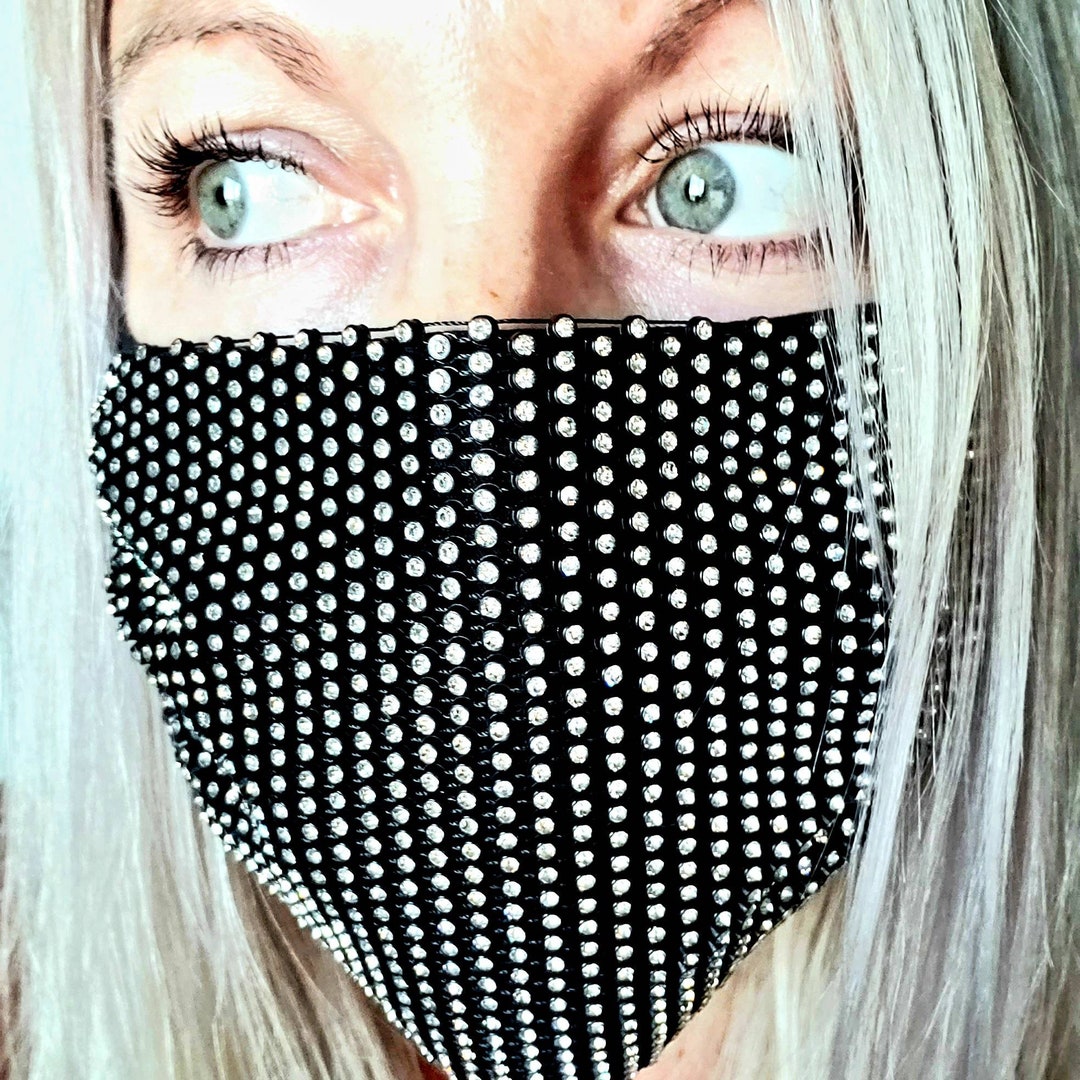 Mesh Face Mask. Women's Glamorous Mask. Diamond | Rhinestone | Glam ...