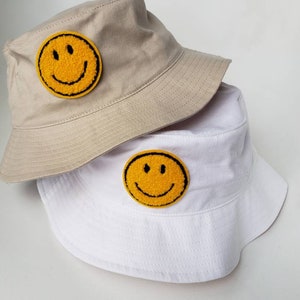 Smiley Face Bucket Hat | Glitter Smiley Face Hats | Cute Embroidered ...