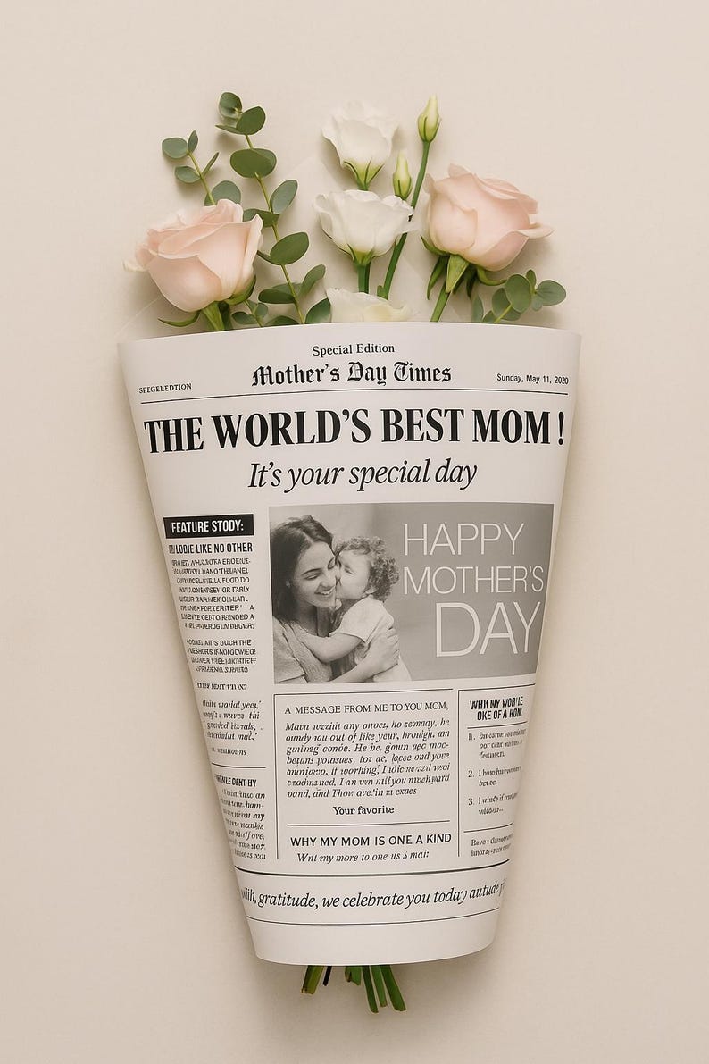 Editable Mother’s Day Newspaper Template | Printable Canva Gift for Mom ...
