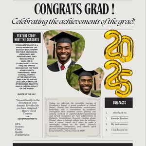 Editable Graduation Newspaper Template: Canva Gift (digital Download ...