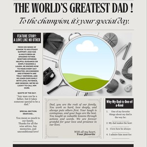 Editable Father's Day Newspaper Template: Canva Gift (digital Download ...