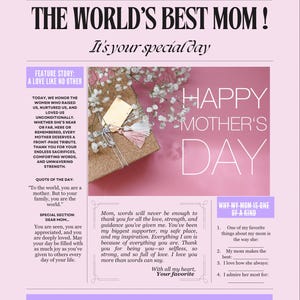 Editable Mother's Day Newspaper Template: Canva Printable (instant ...