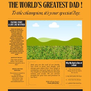 Editable Father's Day Newspaper Template: Canva Gift (digital Download ...