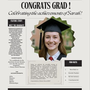 Editable Graduation Newspaper Template: Canva Gift (digital Download ...