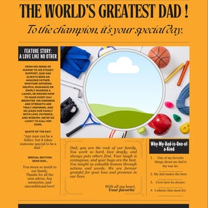 Editable Father's Day Newspaper Template: Canva Gift (digital Download ...