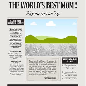 Editable Mother’s Day Newspaper Template | Printable Canva Gift for Mom ...