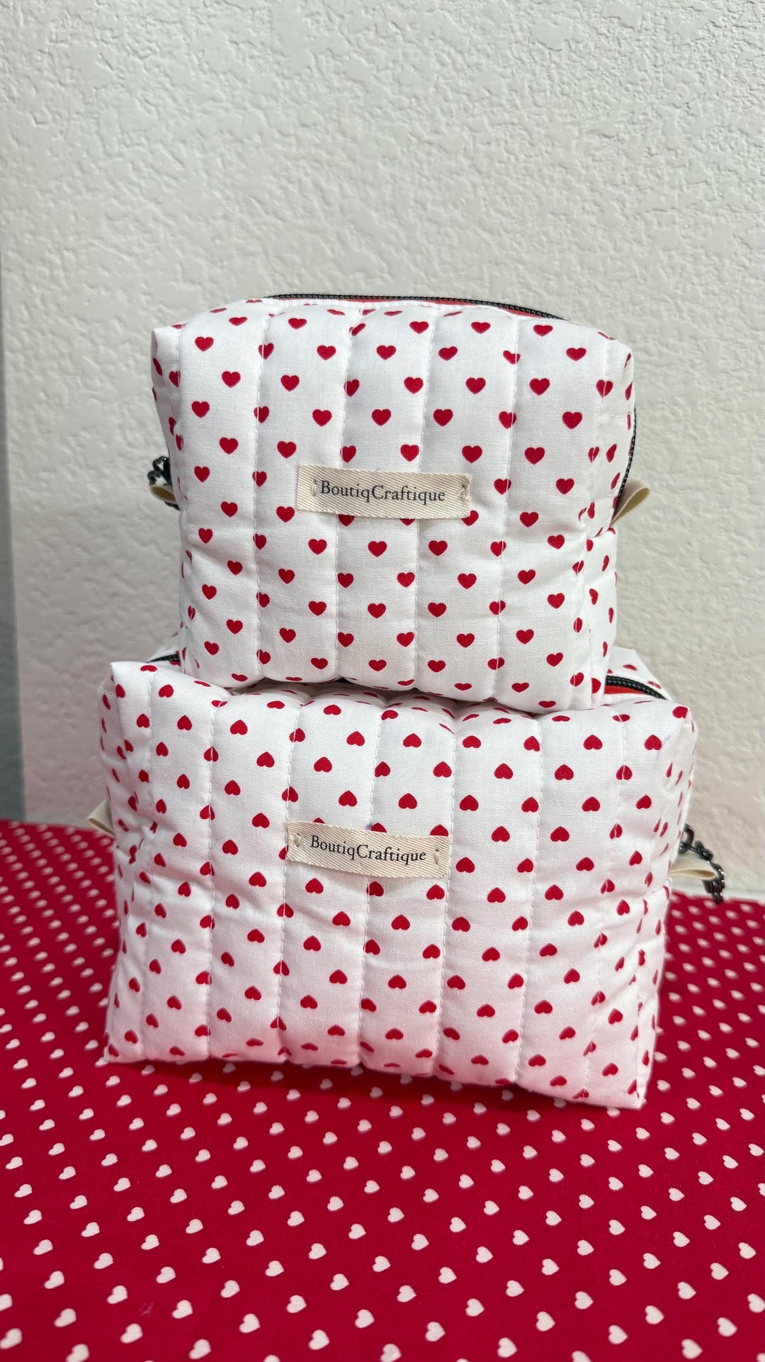 Red Heart Toiletry Bag - Etsy
