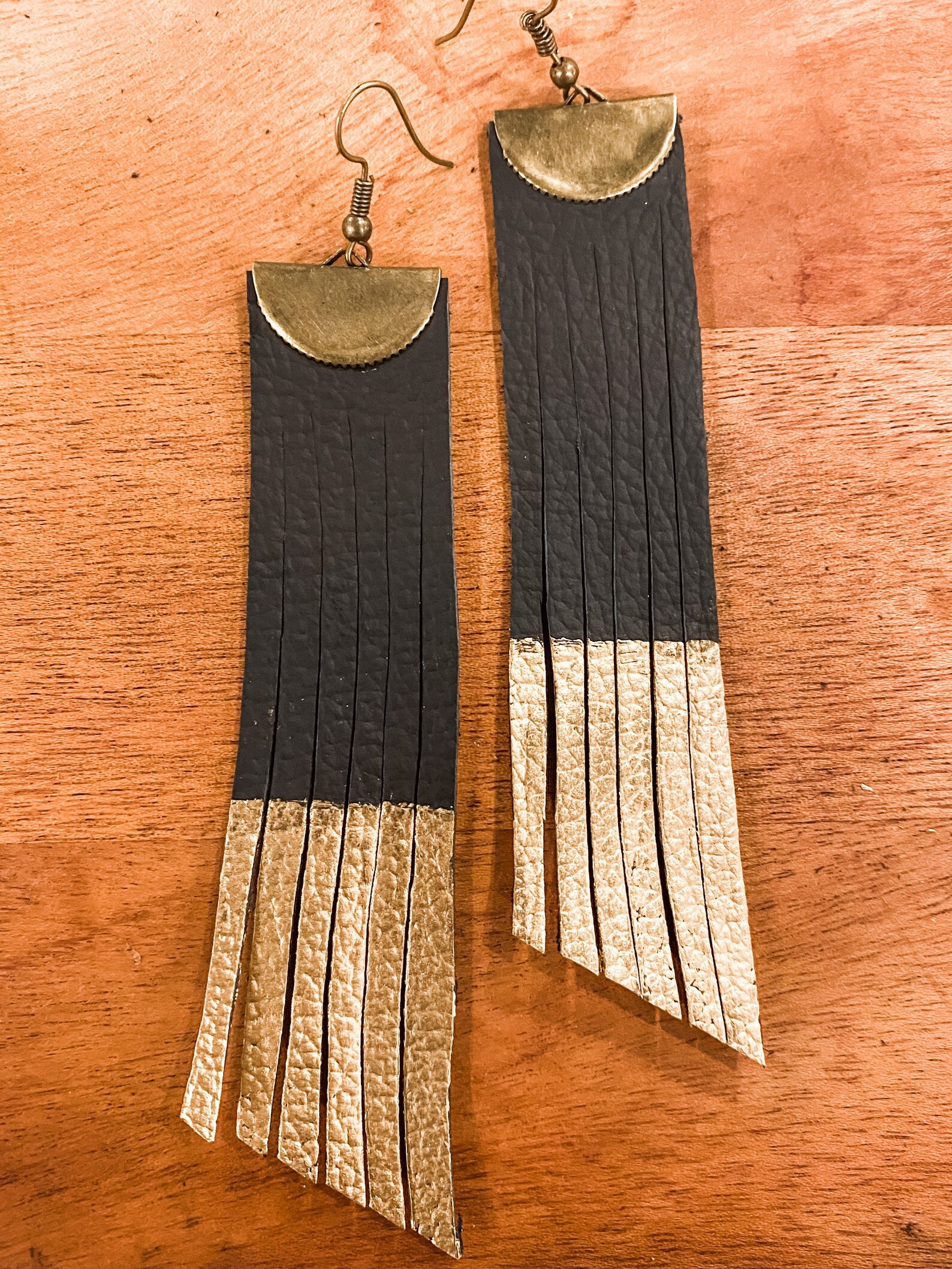 Gold Dipped Fringe in Black - Etsy