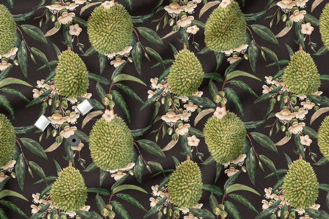 Cotton Knit Fabric Durian Fruits, Stretchable, Durian Pattern Cotton ...
