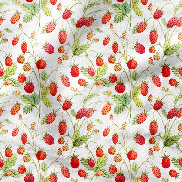 Strawberry Print Fabric - Etsy
