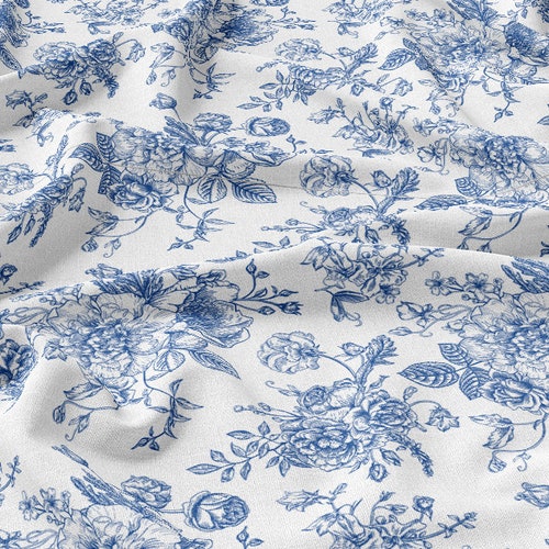 Blue Flowers Linen 100% Eco-print Printed Linen Fabric - Etsy