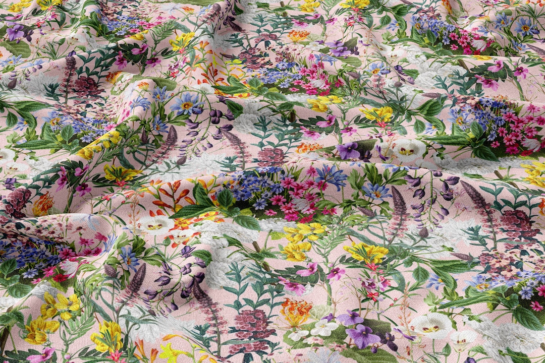 Sommer Wiese Blumen, Leinen 100% Leinen, bedruckt, Eco-print ...