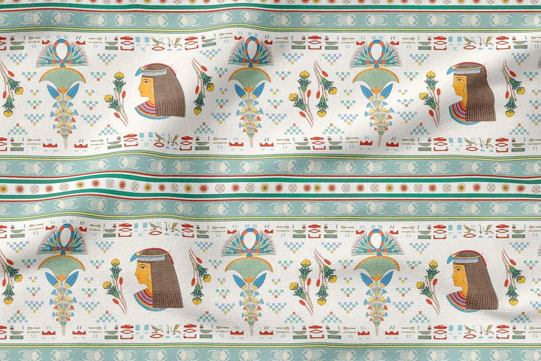 Ancient Egypt Cotton 100%, Ancient Fresco, Eco-print, Printed Cotton ...
