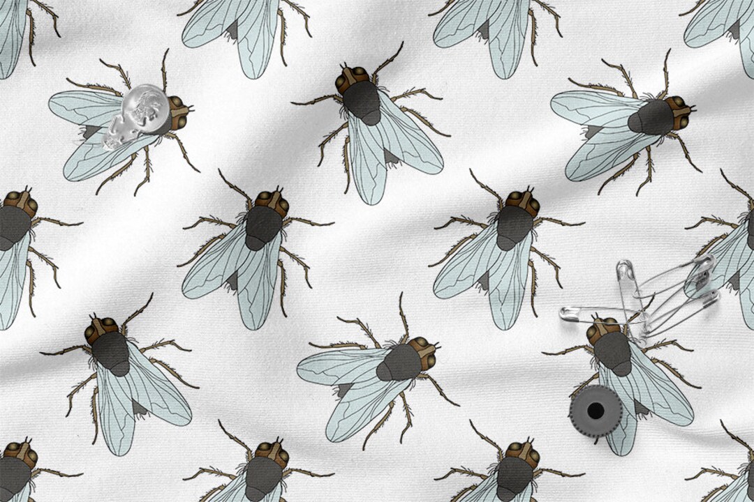FLIES INSECTS Cotton 100%, Eco-print, Printed Cotton Fabric, Width ...
