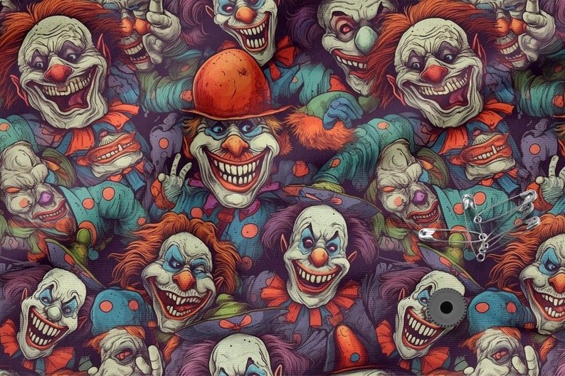 Scary Clowns Cotton 100%, Eco-print, Printed Cotton Clowns Fabric ...