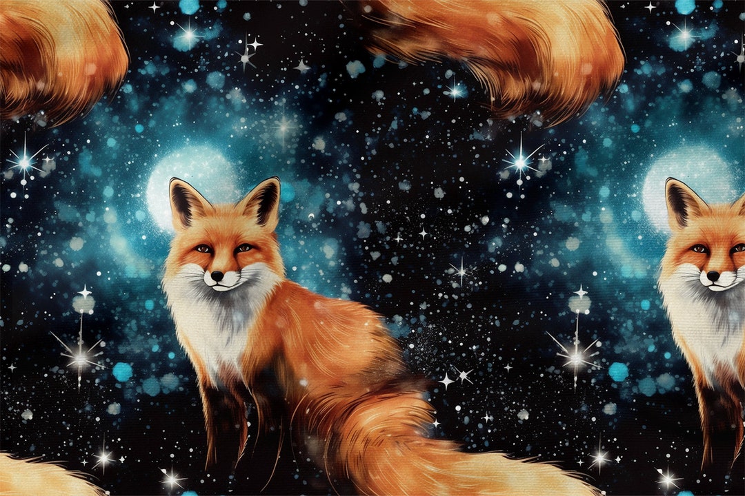 FOX Pattern, Cotton 100%, Eco-print, Printed Cotton Fabric, FOX Fabric ...