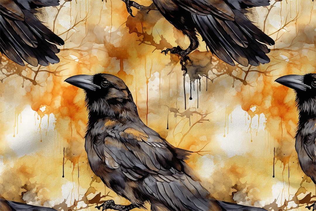 Raven Cotton 100%, Eco-print, Printed Cotton Raven Fabric, Width 150cm ...