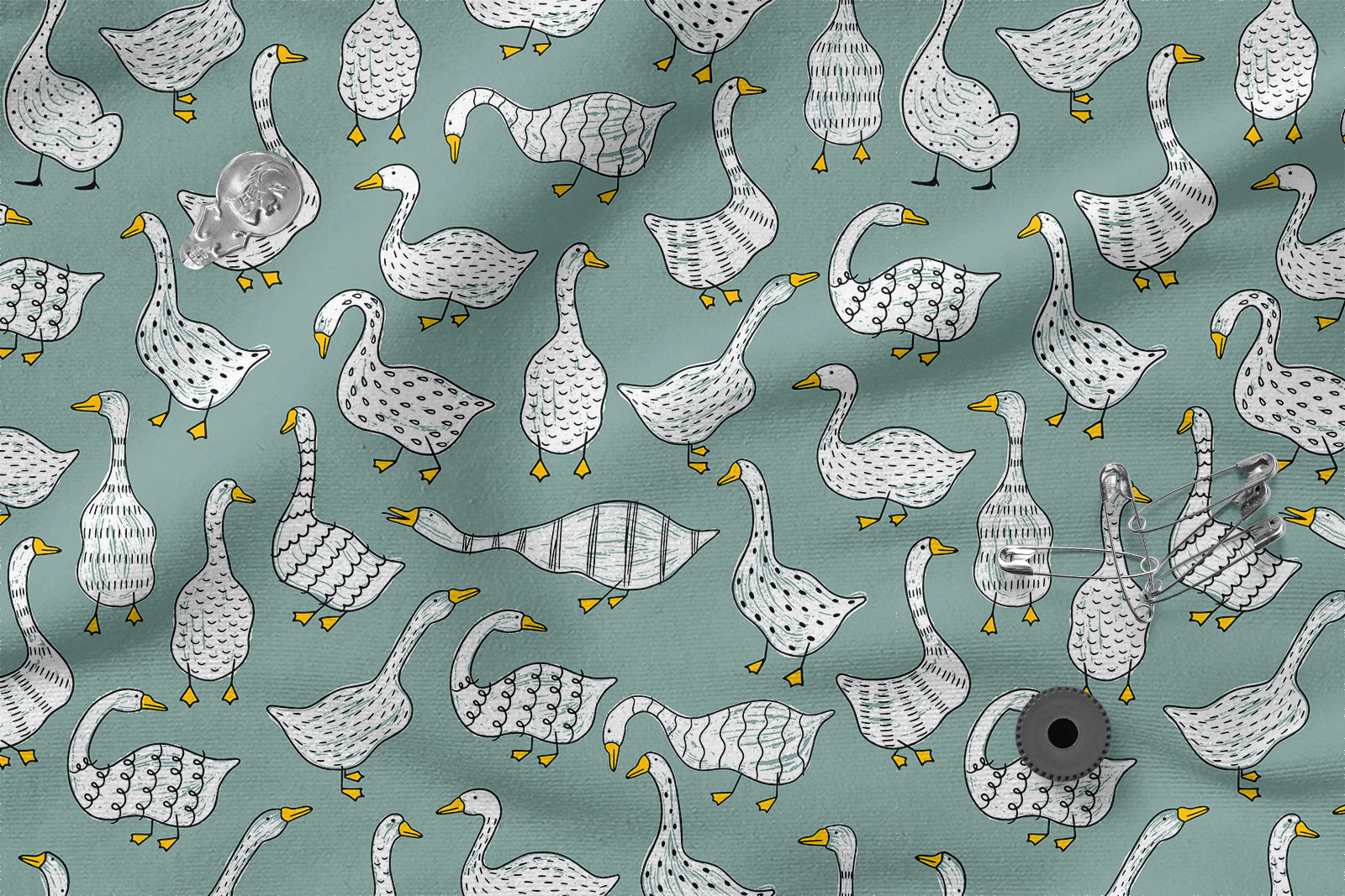 Colorful FUNNY GEESE Cotton 100%, Eco-print, Printed Cotton Fabric ...