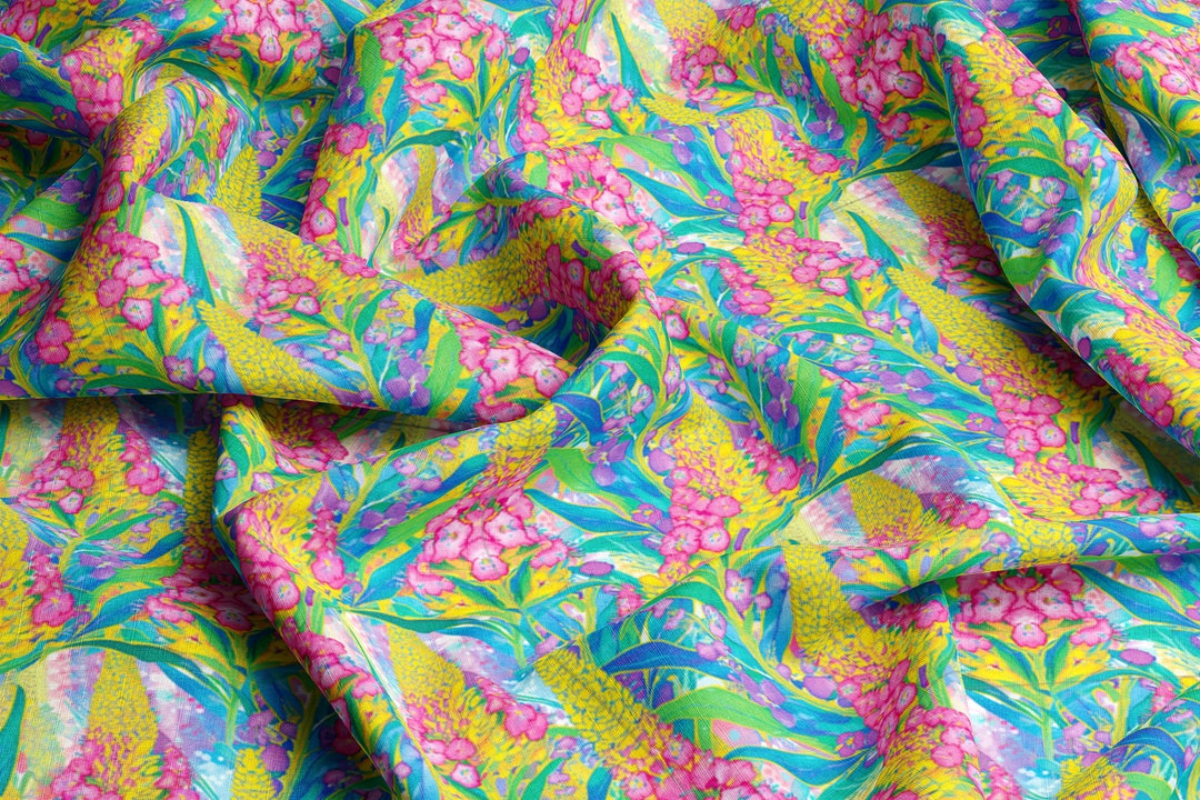Patterns VISCOSE Fabric 100%, Eco-print, Printed Viscose Fabric, Floral ...