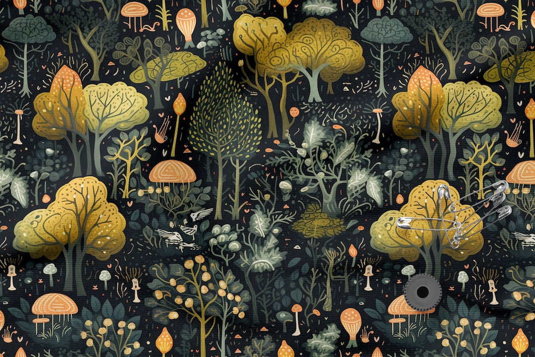 Enchanted Forest Cotton 100%, Eco-print, Printed Cotton Forest Fabric ...