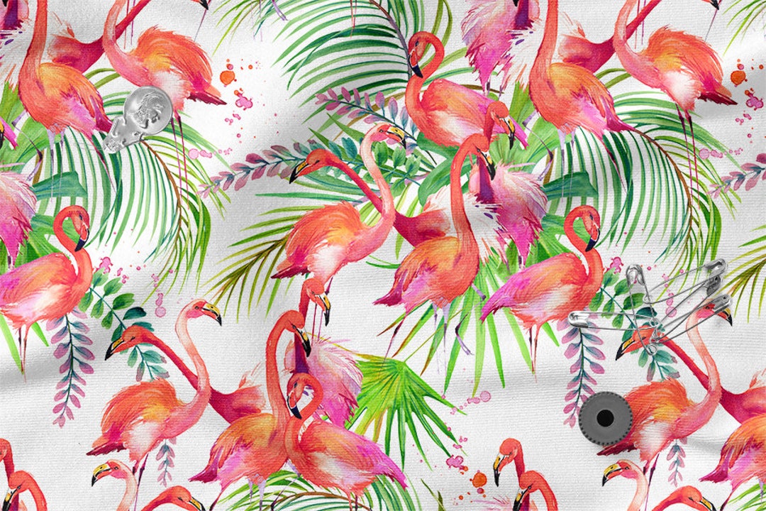 Colorful FLAMINGO Cotton 100%, Eco-print, Printed Cotton Fabric ...