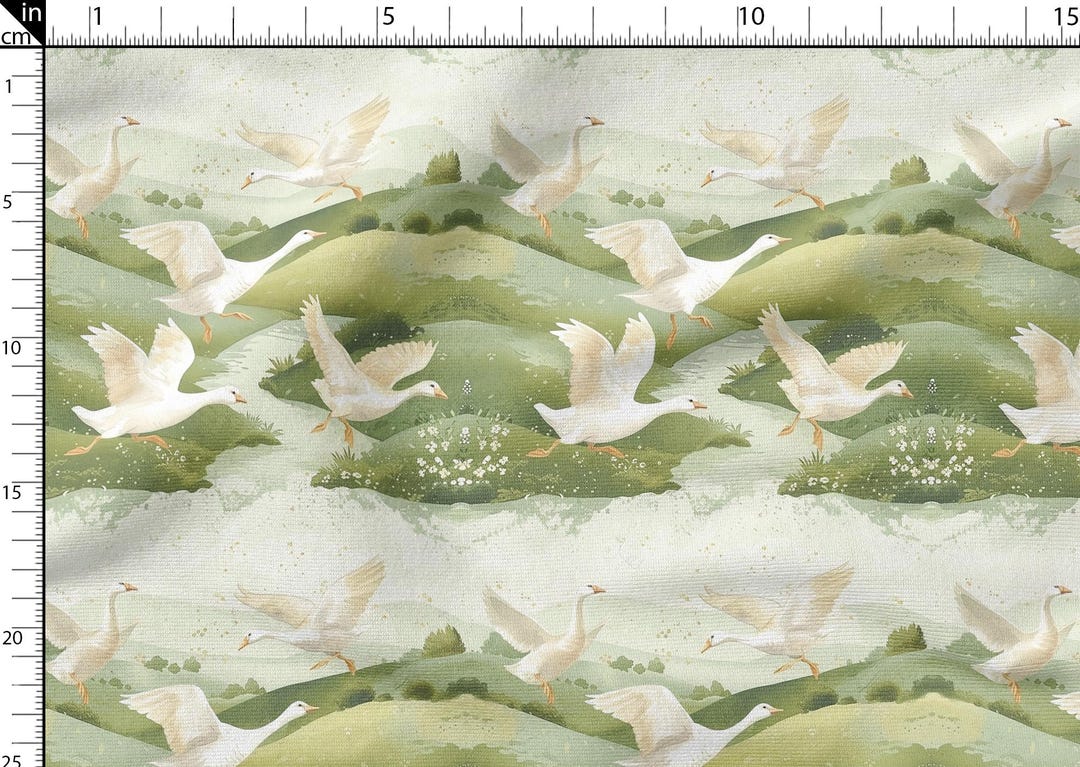 Flying Geese Cotton 100%, Eco-print, Birds Printed Cotton Fabric, Geese ...