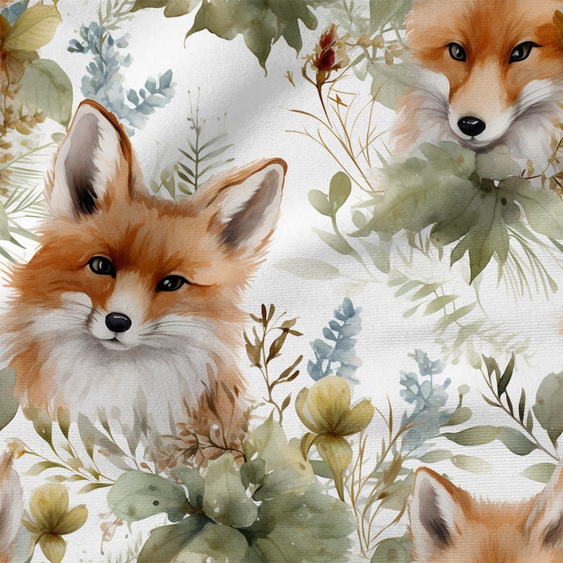 Fox Print Fabric - Etsy