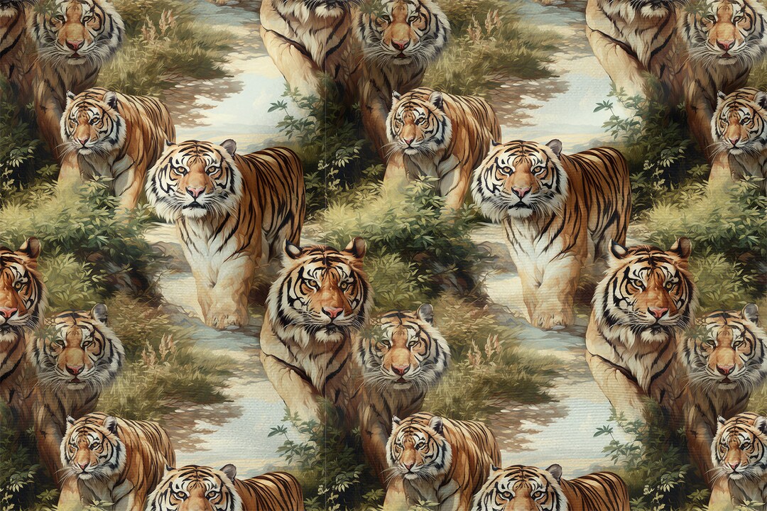 Tiger Cotton 100%, Eco-print, Printed Cotton Tiger Fabric, Width 150cm ...