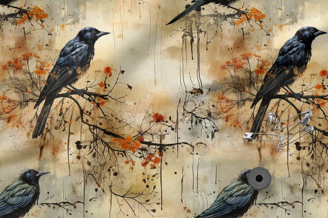 Ravens Cotton 100%, Eco-print, Printed Cotton Fabric Ravens Fabric ...