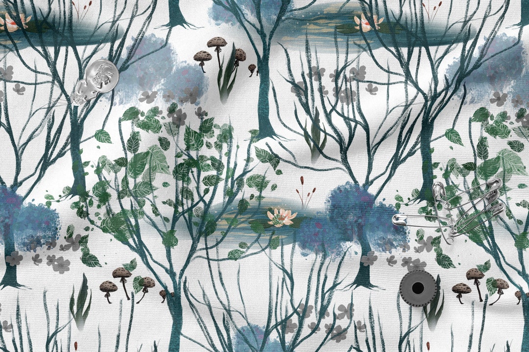 Colorful FOREST Cotton 100%, Eco-print, Printed Cotton Fabric, FOREST ...