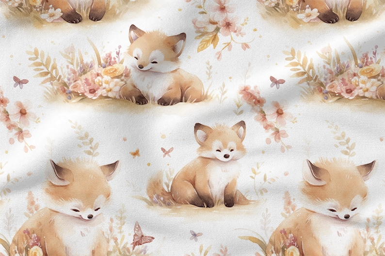FOX Pattern, Cotton 100%, Eco-print, Printed Cotton Fabric, FOX Fabric ...