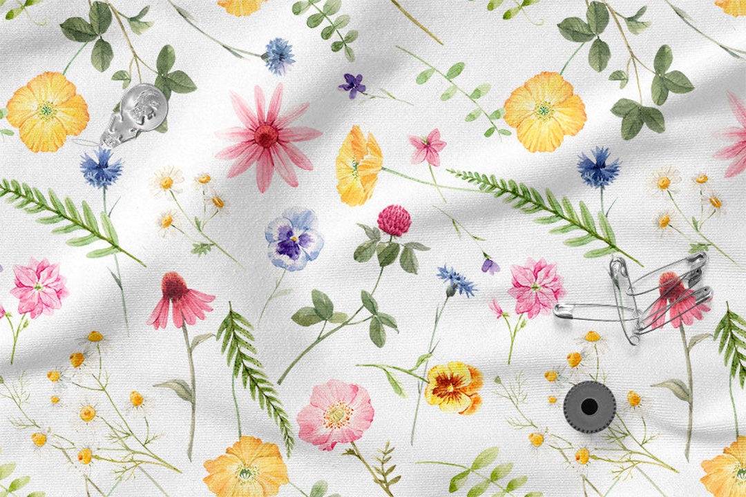 Spring Watercolor Cotton 100%, Eco-print, Printed Cotton Fabric, Width ...