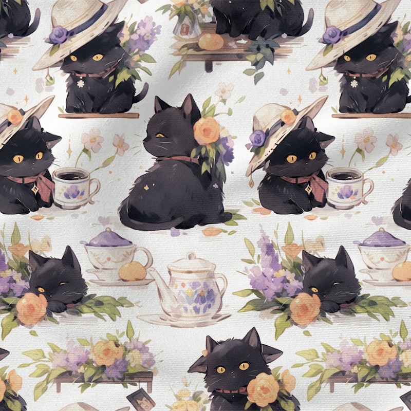 Cat Print Fabric - Etsy