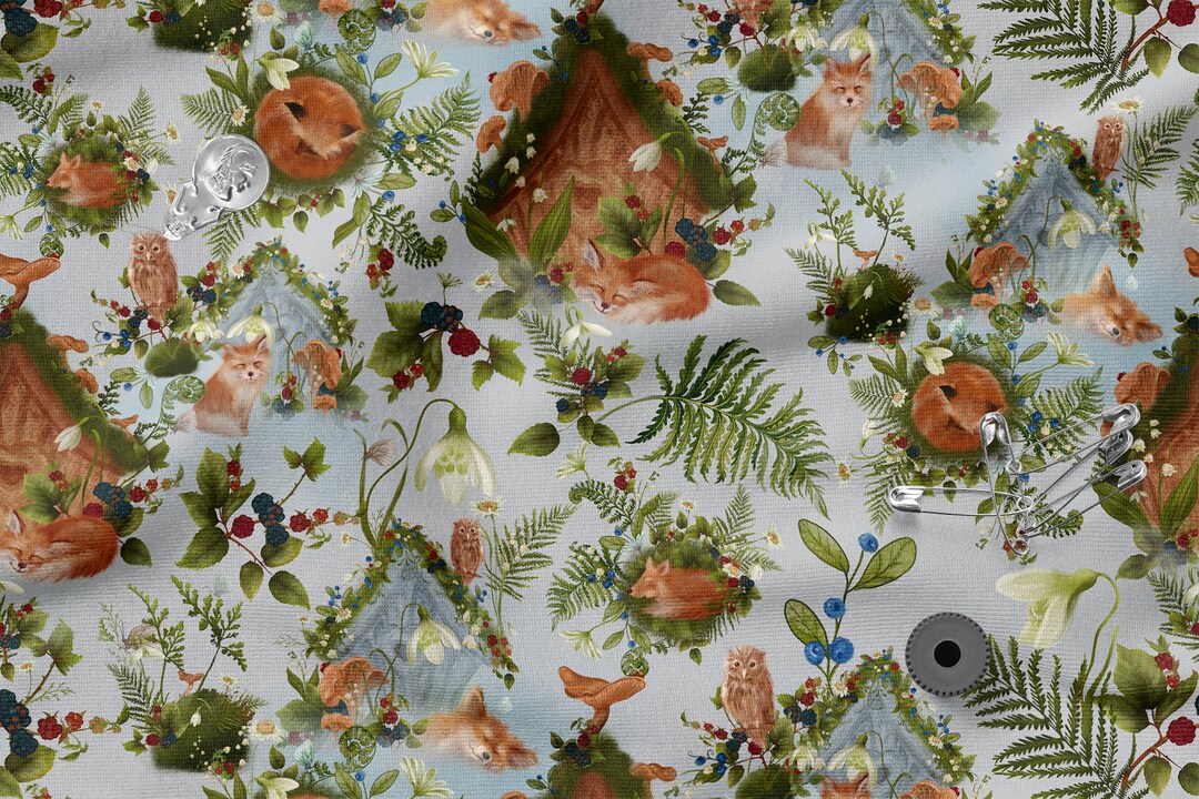 Colorful FOREST Cotton 100%, Eco-print, Printed Cotton Fabric, FOREST ...