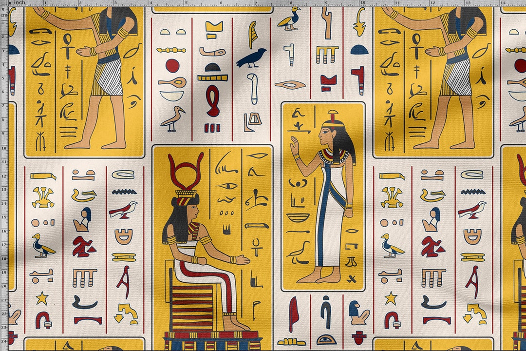 Ancient Egypt Cotton 100%, Ancient Fresco, Eco-print, Printed Cotton ...